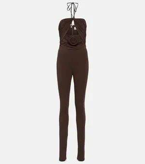 Magda Butrym Floral-applique Cutout Jumpsuit - Brown