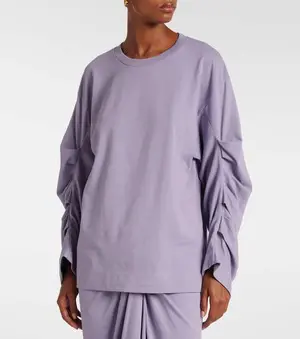 Dries Van Noten Ruched Cotton Jersey Sweatshirt