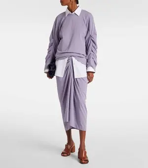 Dries Van Noten Ruched Cotton Jersey Sweatshirt