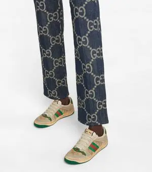 Gucci Screener Leather Sneakers - Beige
