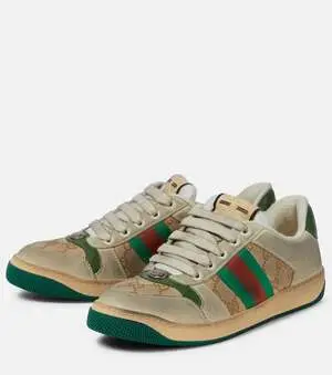 Gucci Screener Leather Sneakers - Beige