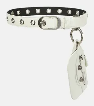 Balenciaga Le Cagole Charms Leather Belt - White