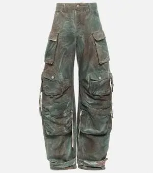 Attico Fern Oversized Cargo Pants - Green