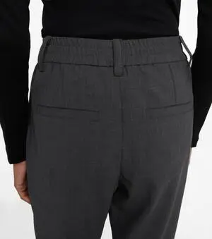 Brunello Cucinelli High-rise Tapered Wool-blend Pants - Grey