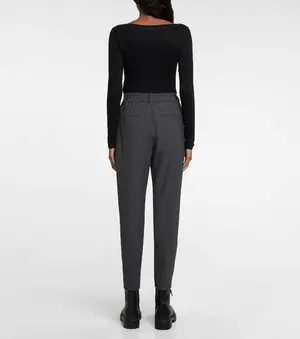 Brunello Cucinelli High-rise Tapered Wool-blend Pants - Grey