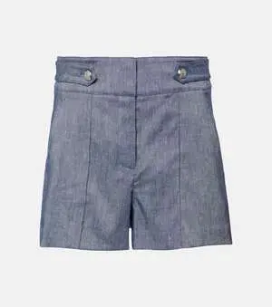 Veronica Beard Runo High-rise Linen-blend Shorts