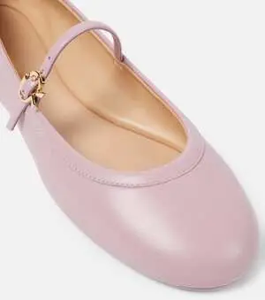 GIANVITO ROSSI Carla Leather Mary Jane Flats - Pink