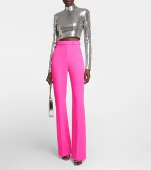 David Koma High-rise Flared Wool-blend Pants