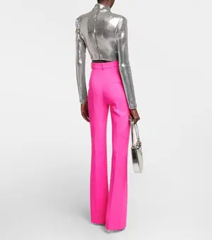 David Koma High-rise Flared Wool-blend Pants