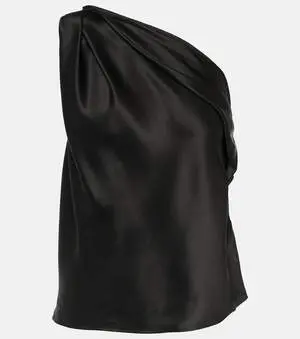 THE SEI Draped One-shoulder Top - Black