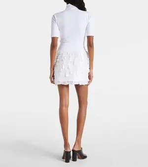 Alaïa Ruffled High-neck Jersey Minidress