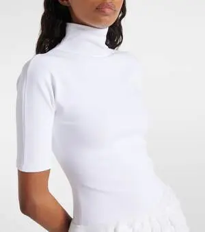 Alaïa Ruffled High-neck Jersey Minidress