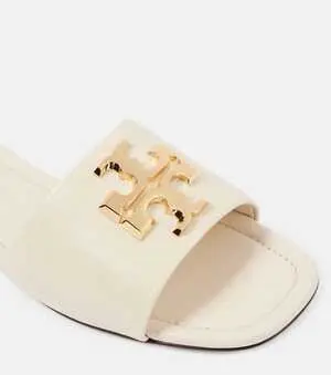 Tory Burch Eleanor T Monogram Leather Slides