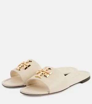 Tory Burch Eleanor T Monogram Leather Slides
