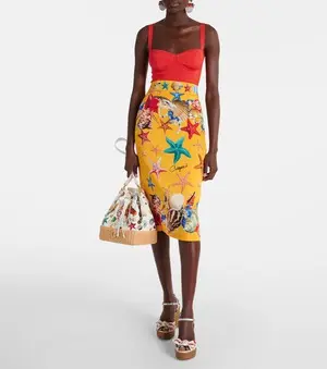 Dolce & Gabbana Capri Printed Silk-blend Midi Skirt