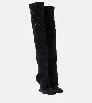 Rick Owens Cantilever Velvet Over-the-knee Boots - Black