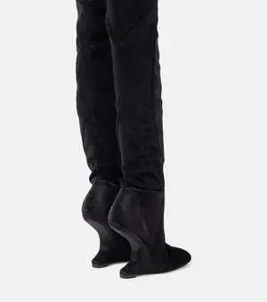 Rick Owens Cantilever Velvet Over-the-knee Boots - Black