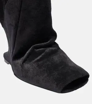 Rick Owens Cantilever Velvet Over-the-knee Boots - Black