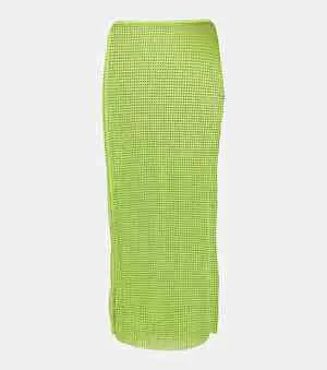 SELF-PORTRAIT Embellished Midi Skirt - Green
