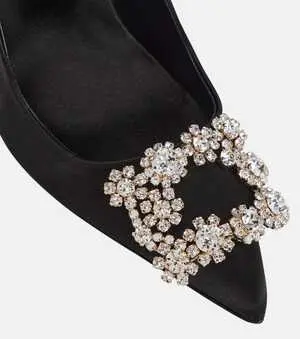 ROGER VIVIER Flower Strass Satin Pumps