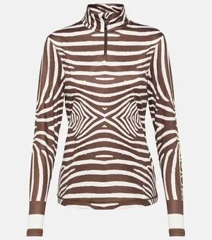 Bogner Beline Zebra-print Quarter Zip Sweater