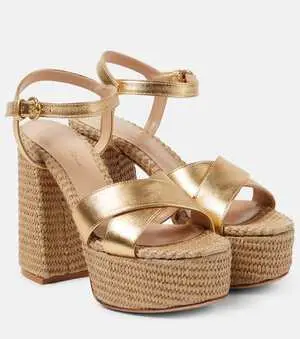 GIANVITO ROSSI Metallic Leather Platform Sandals