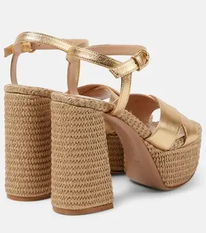 GIANVITO ROSSI Metallic Leather Platform Sandals