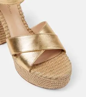 GIANVITO ROSSI Metallic Leather Platform Sandals