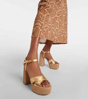GIANVITO ROSSI Metallic Leather Platform Sandals