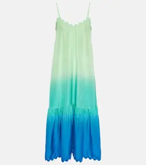 JULIET DUNN Scalloped Ombre Cotton Midi Dress - Multicoloured