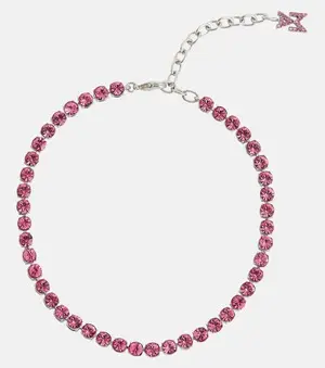 Amina Muaddi Tennis Crystal Anklet - Pink