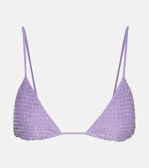 SELF-PORTRAIT Embellished Bikini Top - Purple