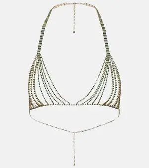 Oseree Embellished Chain Bra - Green