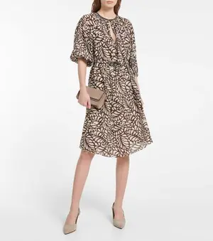 Brunello Cucinelli Printed Cotton-blend Midi Dress