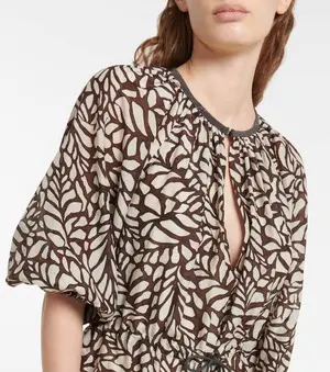 Brunello Cucinelli Printed Cotton-blend Midi Dress