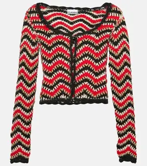 GANNI Crochet Cropped Cardigan - Multicoloured
