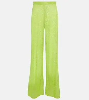 SELF-PORTRAIT Wide-leg Sequined Pants