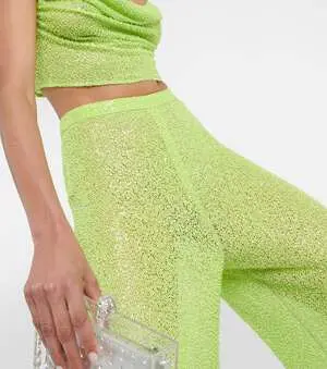 SELF-PORTRAIT Wide-leg Sequined Pants