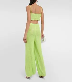 SELF-PORTRAIT Wide-leg Sequined Pants
