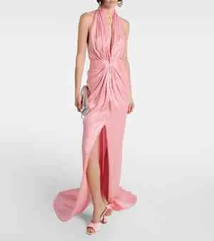 Costarellos Joa Draped Metallic Gown - Pink