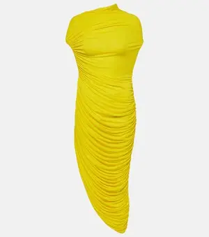 FERRAGAMO Ruched Jersey Midi Dress