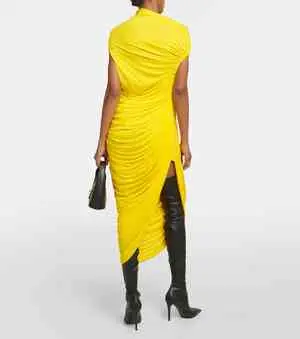 FERRAGAMO Ruched Jersey Midi Dress