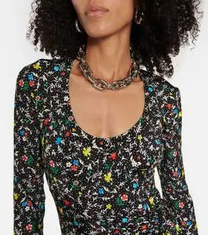 Rabanne Printed Wrap Midi Dress