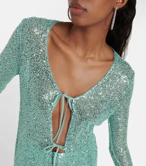 SELF-PORTRAIT Beaded Tie-front Cardigan