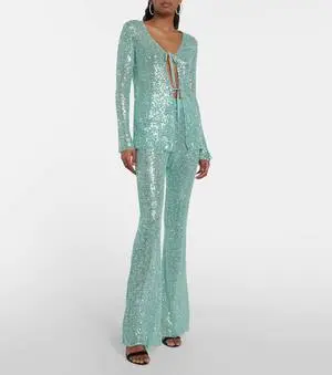 SELF-PORTRAIT Beaded Tie-front Cardigan