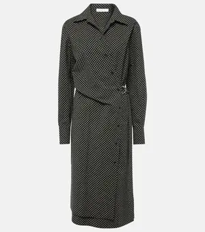 Proenza Schouler White Label Lane Checked Cotton Wrap Dress