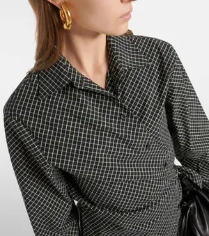 Proenza Schouler White Label Lane Checked Cotton Wrap Dress