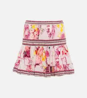 Camilla Smocked Floral Silk Miniskirt