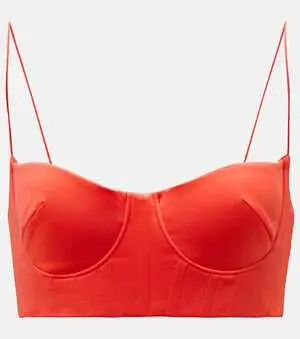 Alex Perry Hart Satin Crepe Bralette - Orange