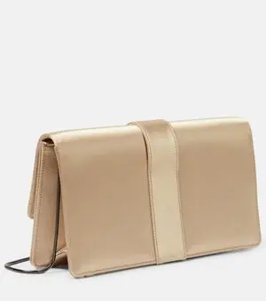 Manolo Blahnik Embellished Satin Clutch - Beige